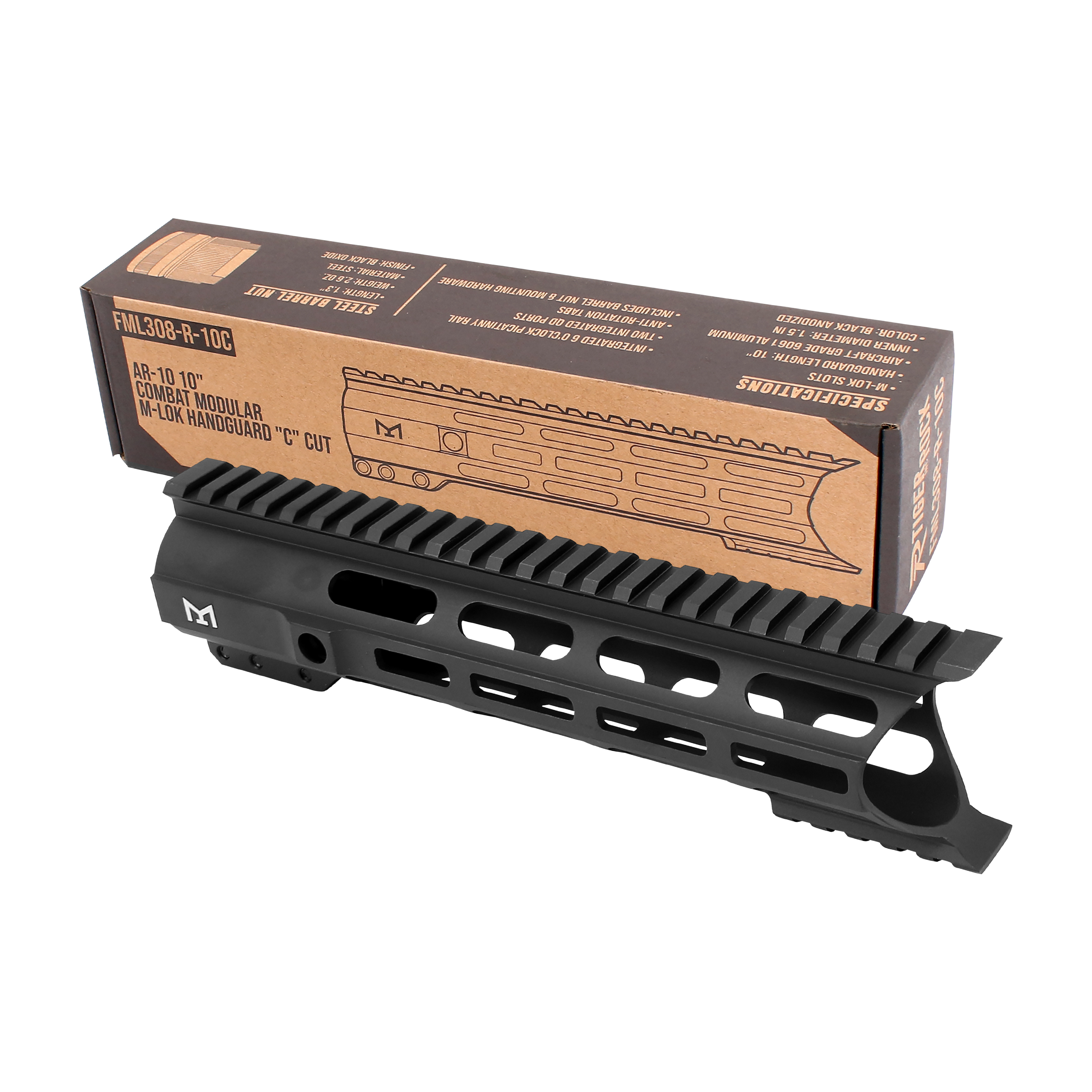 AR-10/LR-308 10" Combat Modular M-Lok Handguard "C" Cut - Black - Other ...