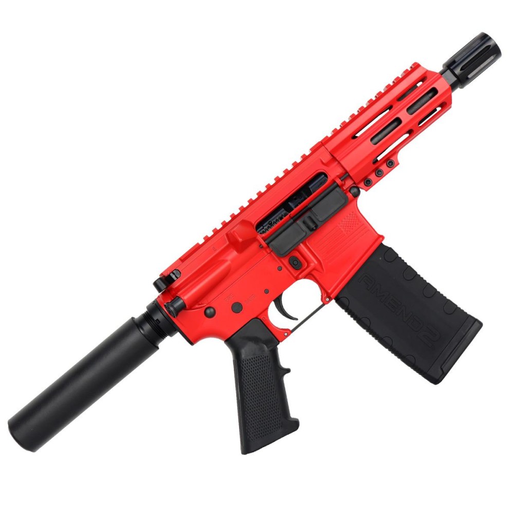 AR15 Micro .223/5.56 Pistol 5" Barrel 4" M-Lok Handguard - Red - Model ...