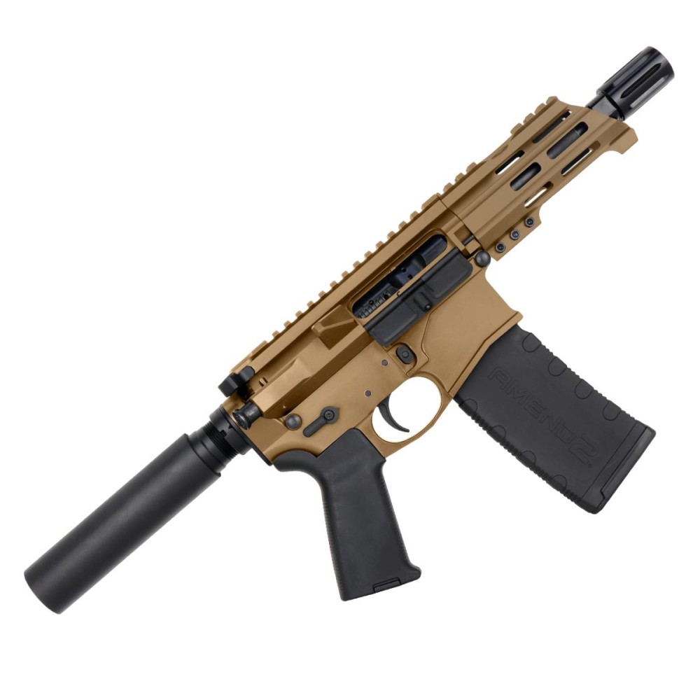 AR15 Micro 556 NATO Pistol Billet Upper/ Lower 5" Barrel Custom M-Lok Handguard - Burnt Bronze ...