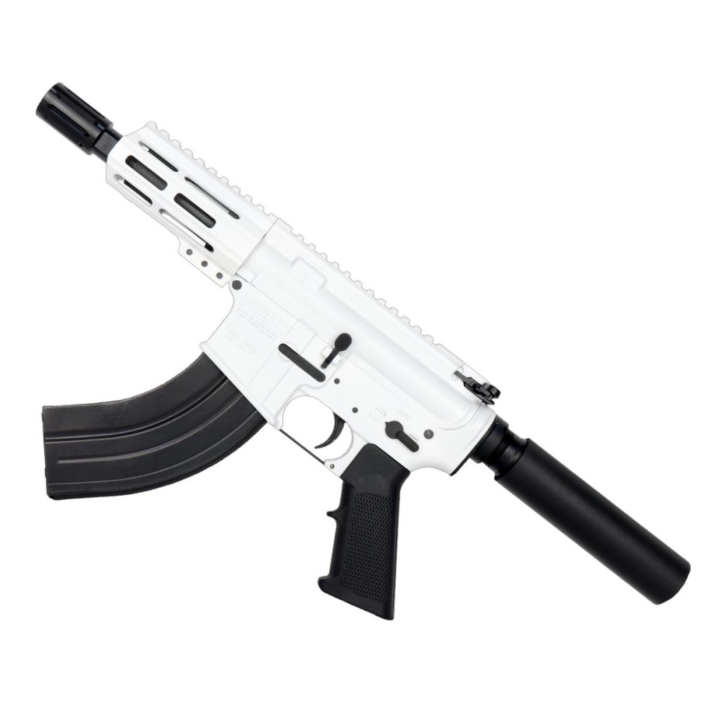 AR15 Micro 7.62x39 Pistol 5" Barrel 4" M-Lok Handguard - Storm Trooper White - Model: ABC762P ...