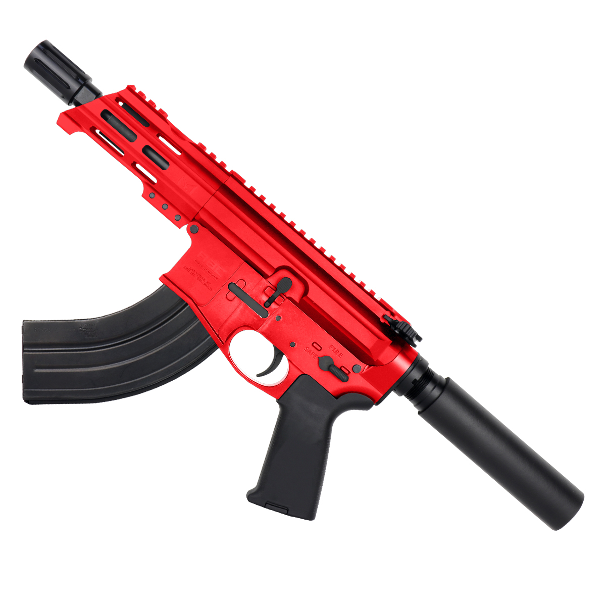 AR15 Micro 7.62x39 Pistol Billet Upper/Lower 5" BBL, M-LOK HG - Red ...